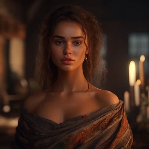 Premium AI Image A Woman With A Long Brown Hair Is Standing In Front