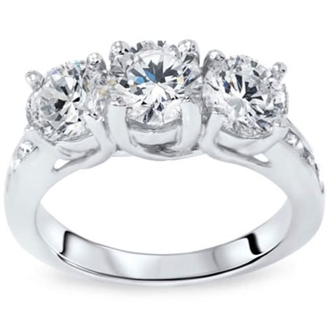 Tres Piedra Diamante Anillo Si Ct Real Diamante Tres Piedra