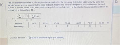 solved find the standard deviation 5 of sample data