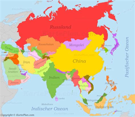 Weltkarte Asien
