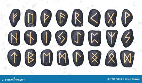 Set Of Ordered Celtic Or Anglo Saxon Elder Futhark Runes Alphabet