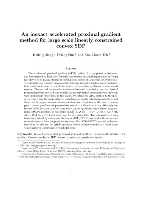 pdf an inexact accelerated proximal gradient method for large scale linearly constrained