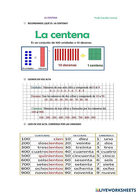 Ficha De La Centena Para 2 Grado De Primaria En 2022 Centenas Decenas