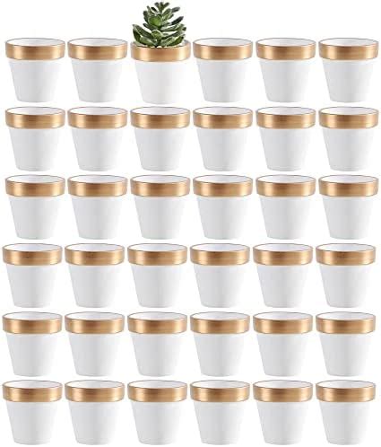 Amazon Yishang 36 Pcs Small Mini White Gold Clay Pots 2 5