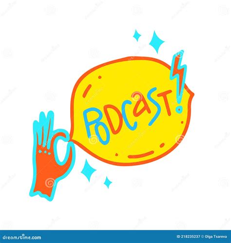 Doodle Podcasting Microphone Hand Drawing Sketch Recording Mic Vector