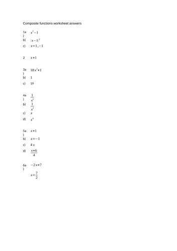 composite functions worksheets kuta
