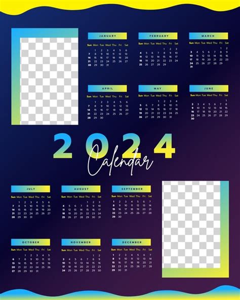 Diseño del calendario 2024 Vector Premium