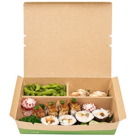 Eco Friendly Kraft Paper Bento Takeout Box Compartments Pack Of