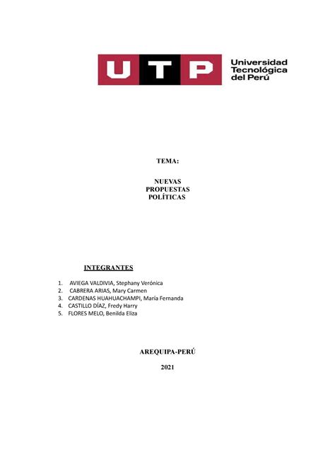 Semana 5 Nuevas Propuestas Politicas TEMA NUEVAS PROPUESTAS