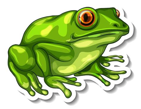 Una Plantilla De Pegatina Con Una Rana Verde Aislada Vector Gratis