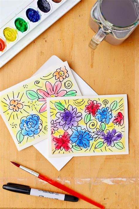 Easy Diy Watercolor Flower Card For Mom Welcome To Nana S