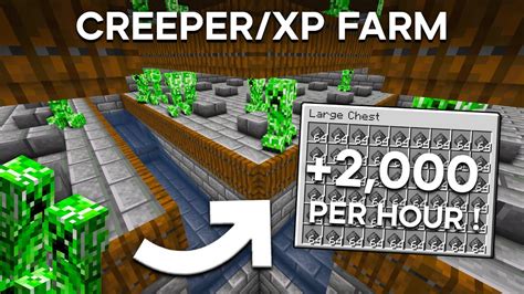 Minecraft Easy Creeper Xp Farm Tutorial Per Hour Youtube