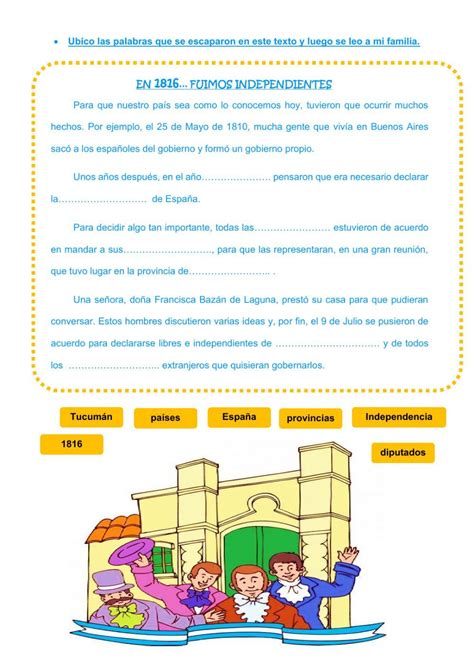9 de julio día de la independencia Ficha interactiva