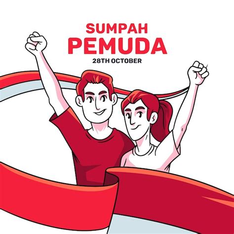 Premium Vector Hand Drawn Sumpah Pemuda Concept