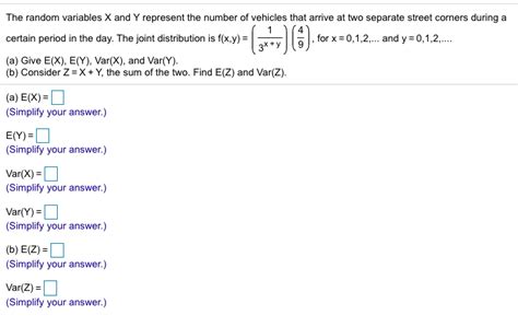 solved the random variables x and y represent the number of