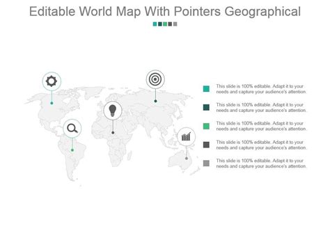 Editable World Map With Pointers Geographical Powerpoint Ideas Ppt