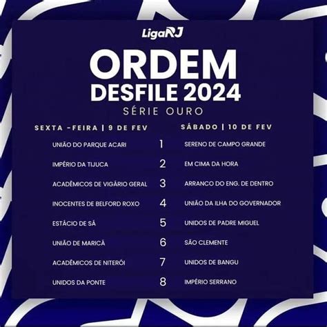 Galeria do Samba Liga RJ define ordem define de desfiles da Série