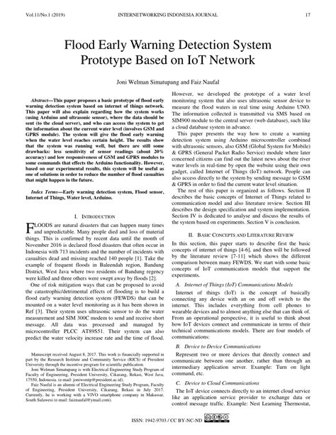 pdf flood early warning detection system prototype based on iot network