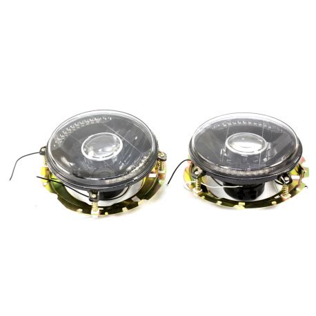 Juego De Faros Con Fondo Negro Perfiles Led Y Ojo De Ngel Tunix