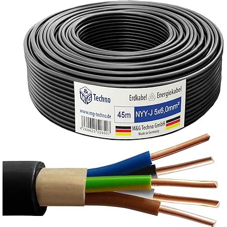 Erdkabel Stromkabel 5 10 15 20 25 30 35 40 Oder 50 M NYY J 5x6