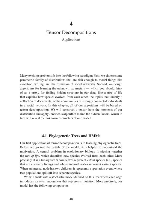 tensor decompositions applications chapter 4 algorithmic aspects of machine learning