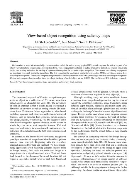 pdf view based object recognition using saliency maps