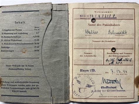 Kurland Docs Wehrpass Wehrmacht F Hrerschein Wh Heer Inf