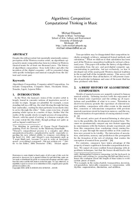 pdf algorithmic composition computational thinking in music michael edwards
