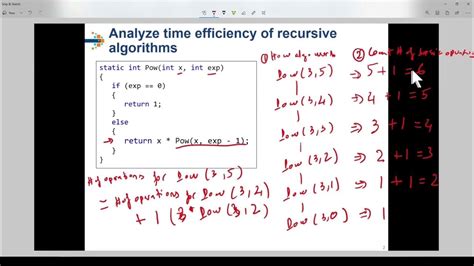 analyze time efficiency of recursive algorithm for exponentiation youtube