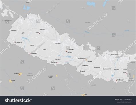 Nepal Political Map Neighbors Capital National Stock Illustration