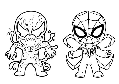 Venom De Chibi E Homem Aranha Para Colorir Imprimir E Desenhar The