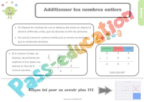 Evaluation Et Bilan Pour Le Cm1 Sur Comment Additionner Des Nombres