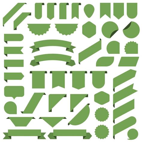 Conjunto De Fita Verde Em Branco Banners Vetor Premium