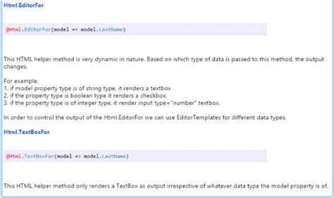 What Is Difference Between Textbox And Textboxfor In Mvc