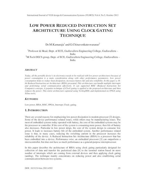 pdf low power reduced instruction set architecture using clock gating technique dokumen tips