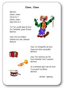 Chanson Clown Clown de Michel Agneray Paroles illustrées Clown clown