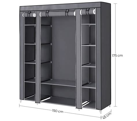 Penderie Pliable En Tissus Avec Tringle Étagères Housse 150 X 45 X
