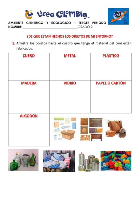 De Que Estan Hechos Los Objetos Worksheet Grado 2 Objetos Guia Para