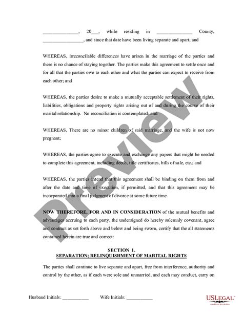West Virginia Marital Domestic Separation And Property Settlement