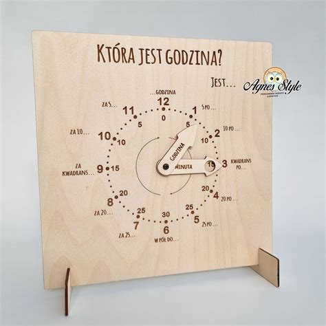 EDUKACYJNY DREWNIANY ZEGAREK DO NAUKI GODZIN DLA DZIECI WERSJA