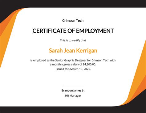 Certificate Of Employment With Compensation Template Edit Online