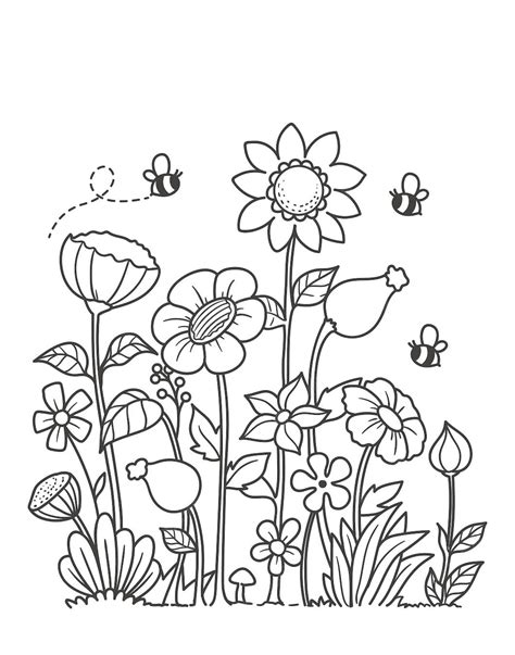 Garden Coloring Pages Bee Coloring Pages Spring Coloring Pages