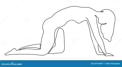 Naked Woman One Line Art Hand Drawn Lady Figure Continuous Contour