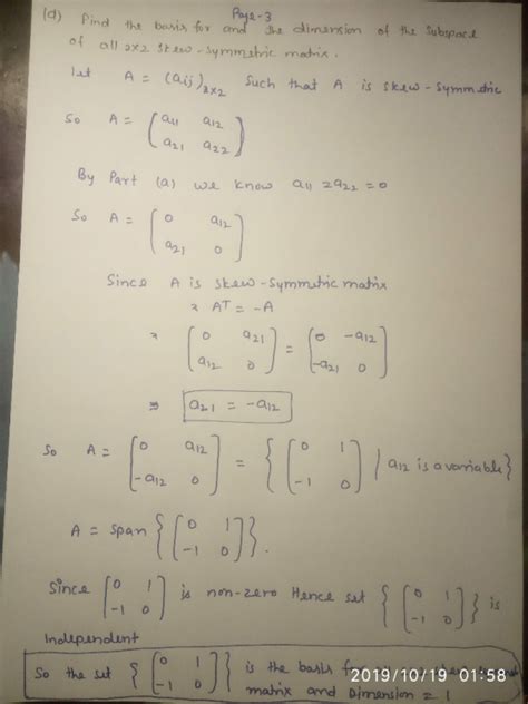a square matrix is called skew symmetric if at a a 4 points explain why the homeworklib