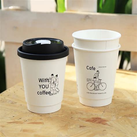 PLA PE Coated Biodegradable Double Wall Disposable Coffee Paper Cup