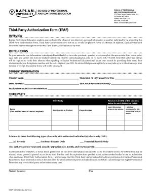 Fillable Online Chapters Onefpa Third Party Authorization Form TPAF