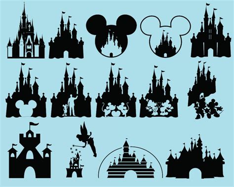 143 Silhouette Cinderella Castle Svg SVG PNG EPS DXF File
