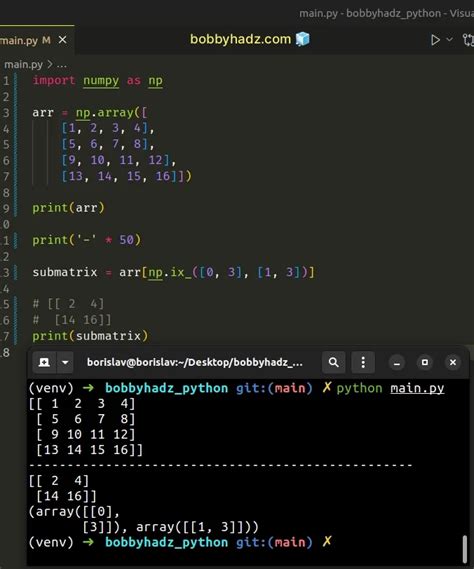 Numpy How To Extract A Submatrix From An Array Bobbyhadz