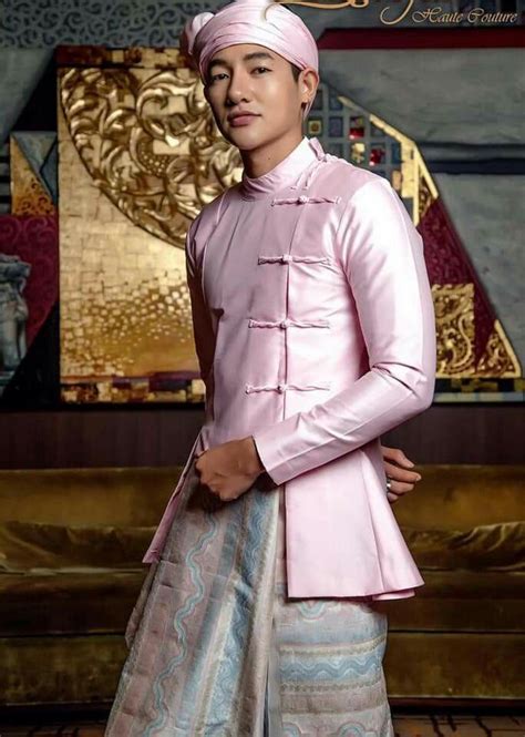 Traditional Myanmar Formal Men Dresses Princes In Burmese Palace Used