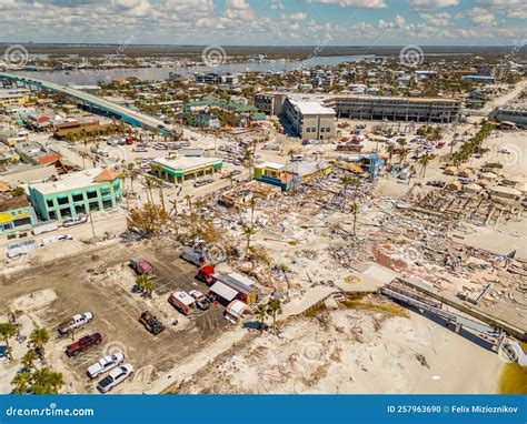 Massive Destruction On Fort Myers Beach Aftermath Hurricane Ian Stock